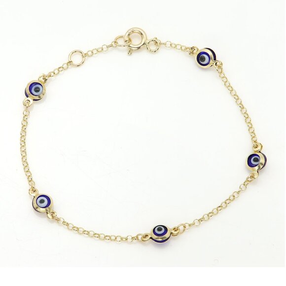 BARON | Accessories | Evil Eye Bracelet For Kids 4k Yellow Gold Adjustable Length Real Gold ...